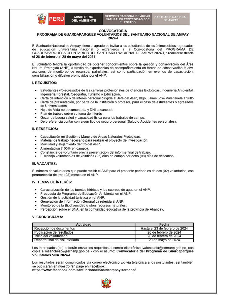 Convocatoria GV Sna 2024 I F | PDF