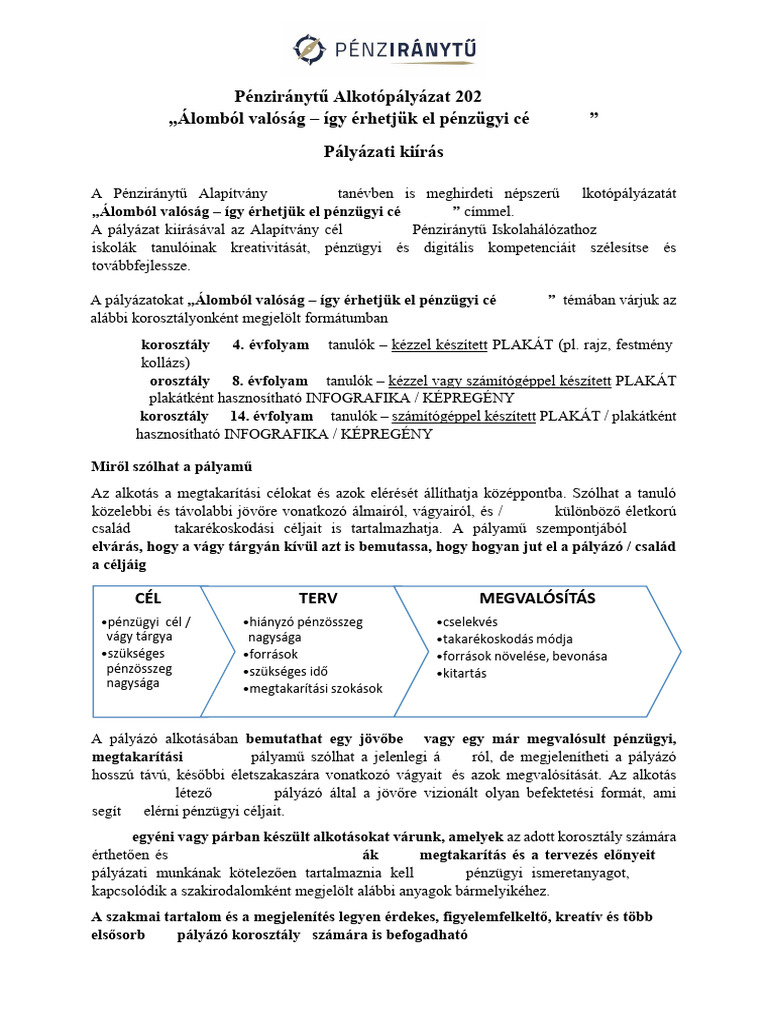 Pa Alkotopalyazat Kiiras 2023-2024 | PDF