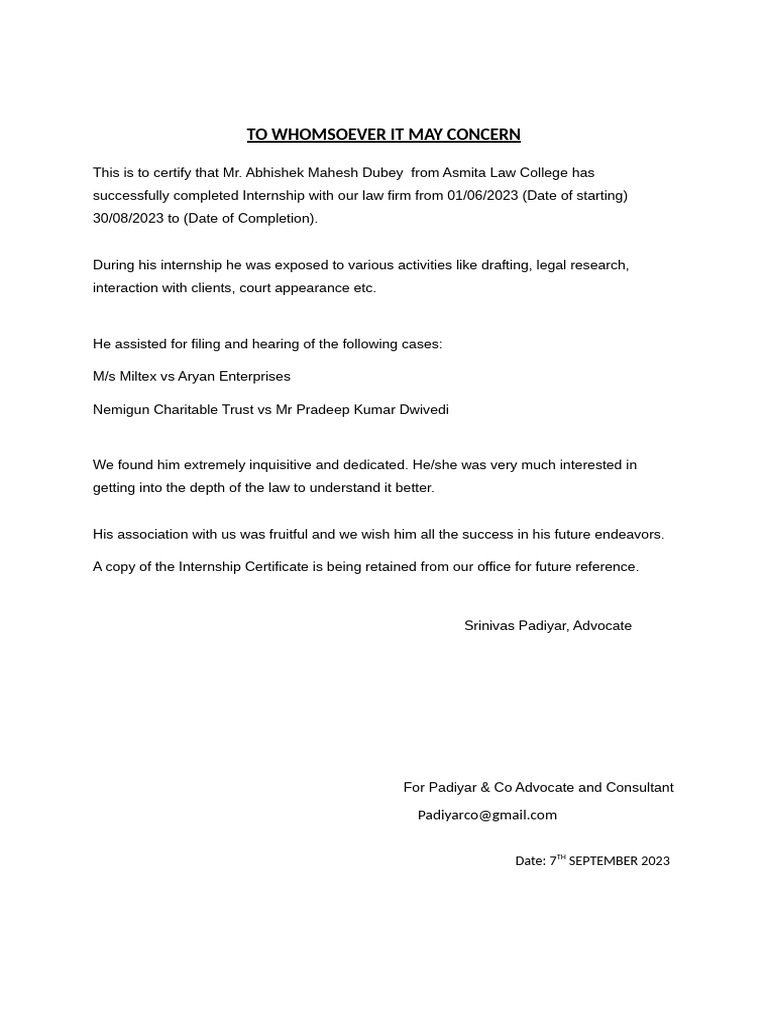 Internship Certificate Format | PDF | Career & Growth | Business