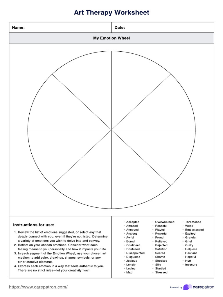 Art Therapy Worksheet | PDF