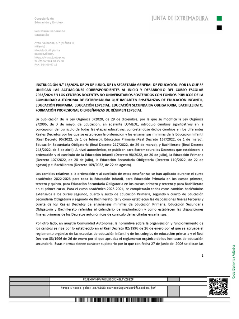 INSTRUCCIÓN Inicio de Curso 2023 2024 DEF 29 06 2023 (F) (3715) | PDF INSTRUCCIÓN Inicio de Curso 2023 2024 DEF 29 06 2023 (F) (3715) | PDF