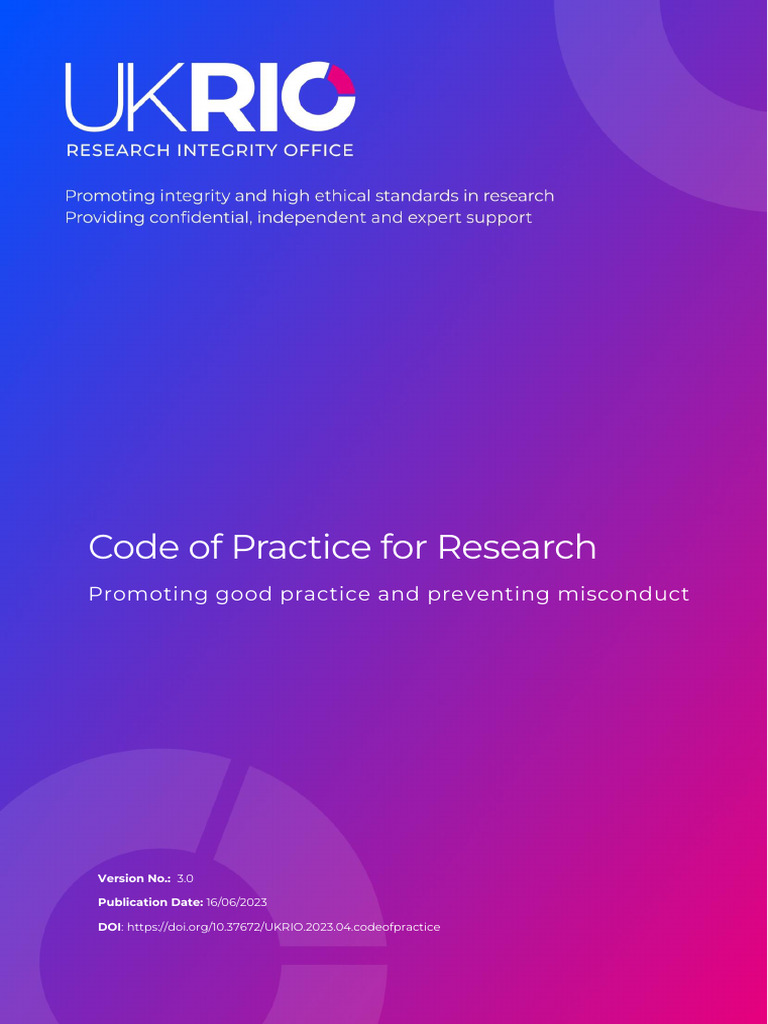 UKRIO Code of Practice For Research | PDF