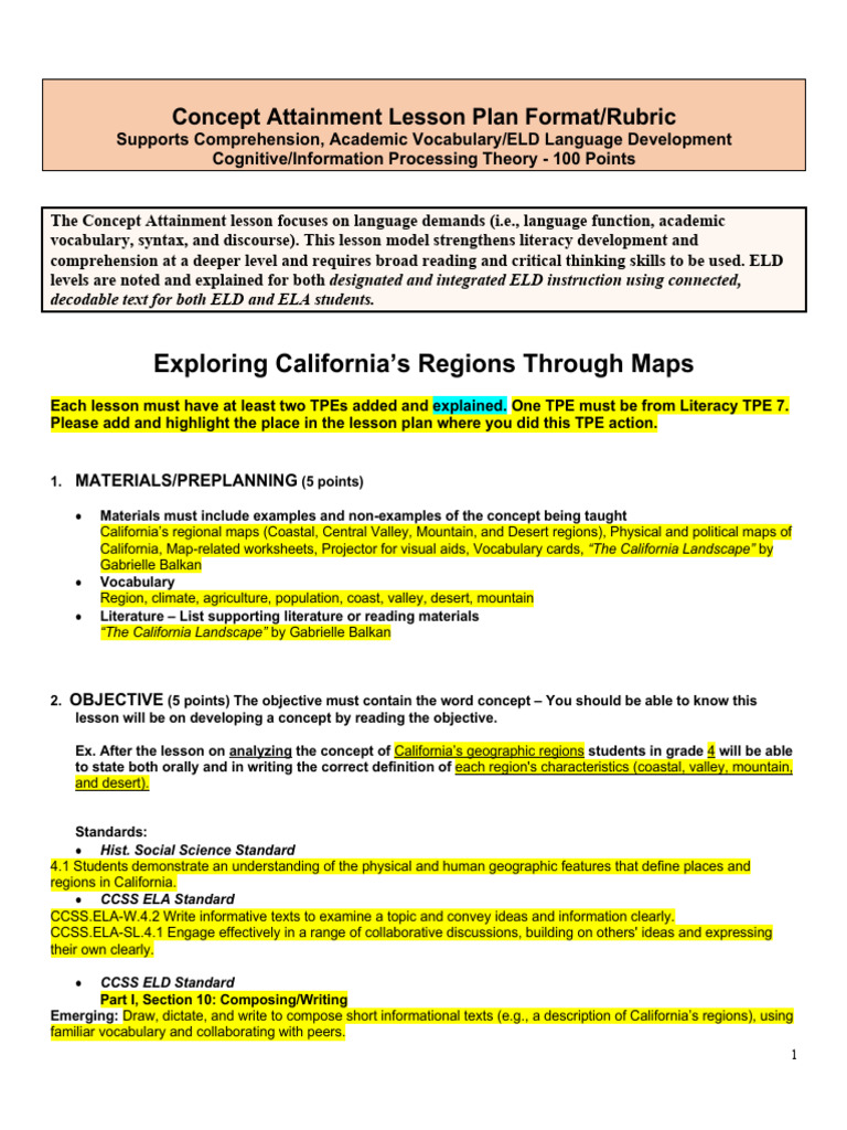 EDU410 Concept Attainment | PDF