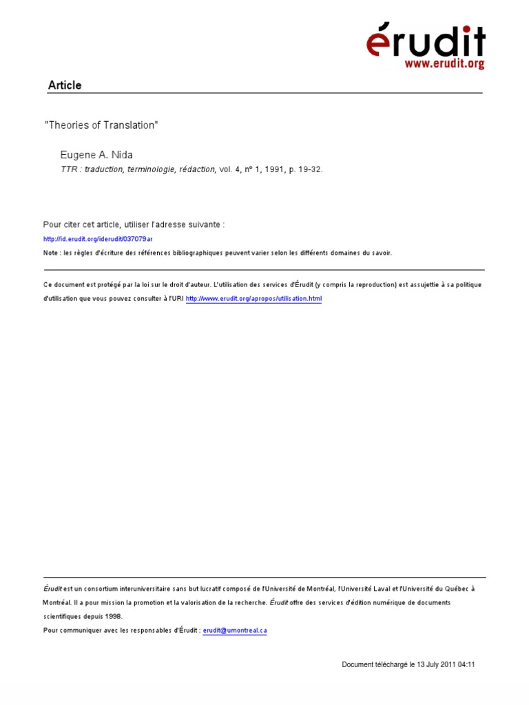 Eugene A. Nida - Theories of Translation (1991) (A) | PDF | Language ...