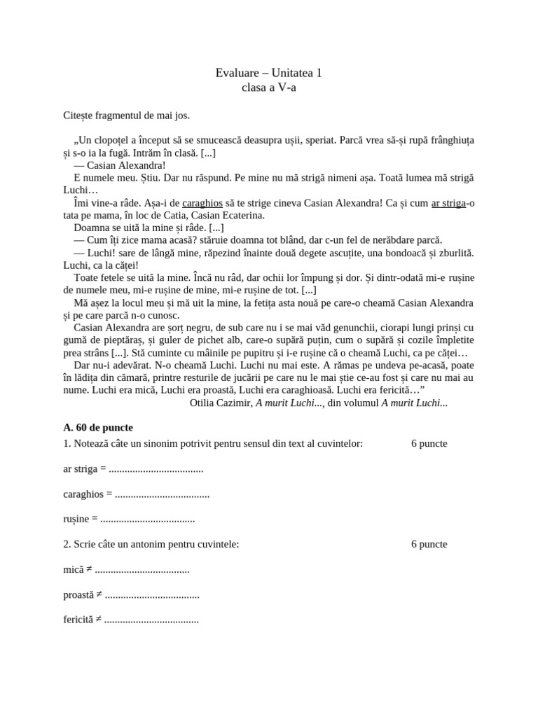 Evaluare A5a - U1 | PDF