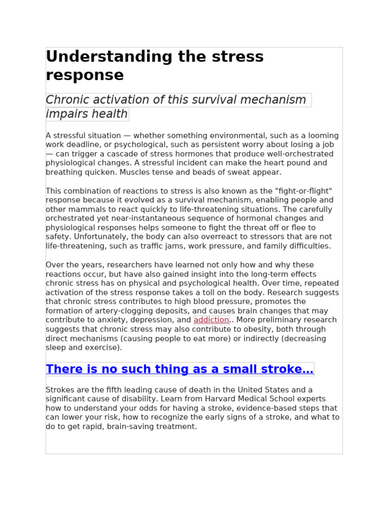 Understanding The Stress Response | PDF