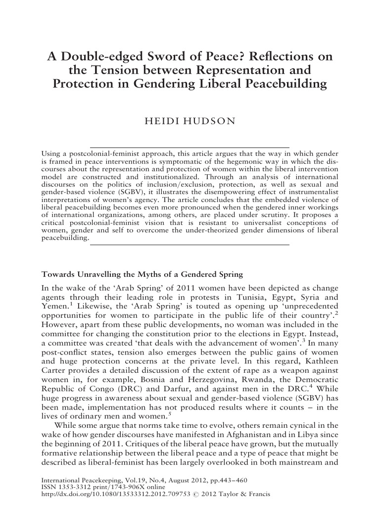 A Double Edged Sword of Peace Reflection | PDF | Peacebuilding | Social ...