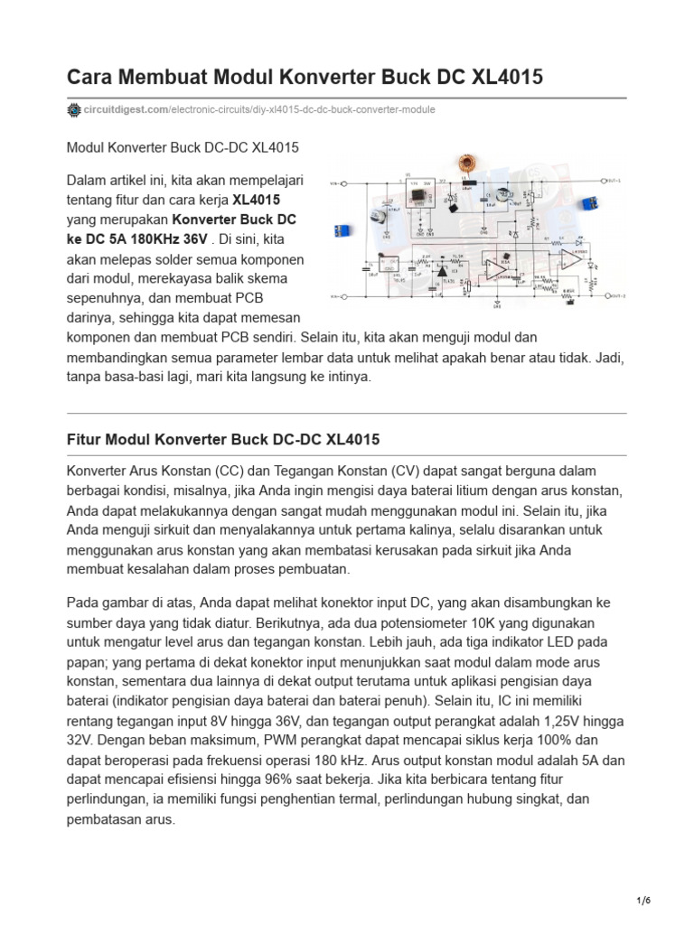 Cara Membuat Modul Konverter Buck DC XL4015 | PDF