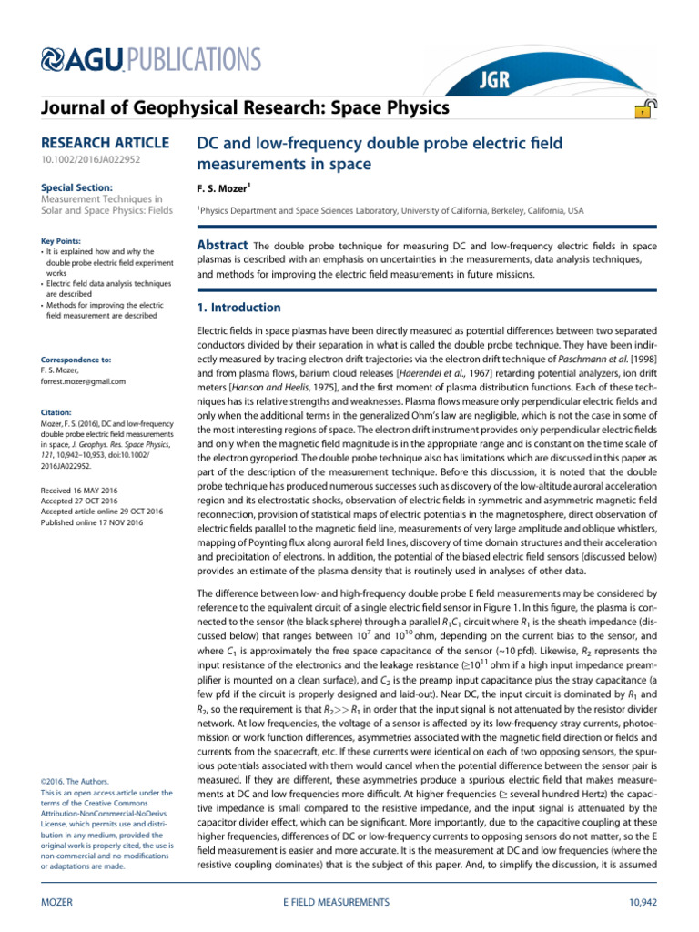 JGR Space Physics - 2016 - Mozer - DC and Low Frequency Double Probe ...