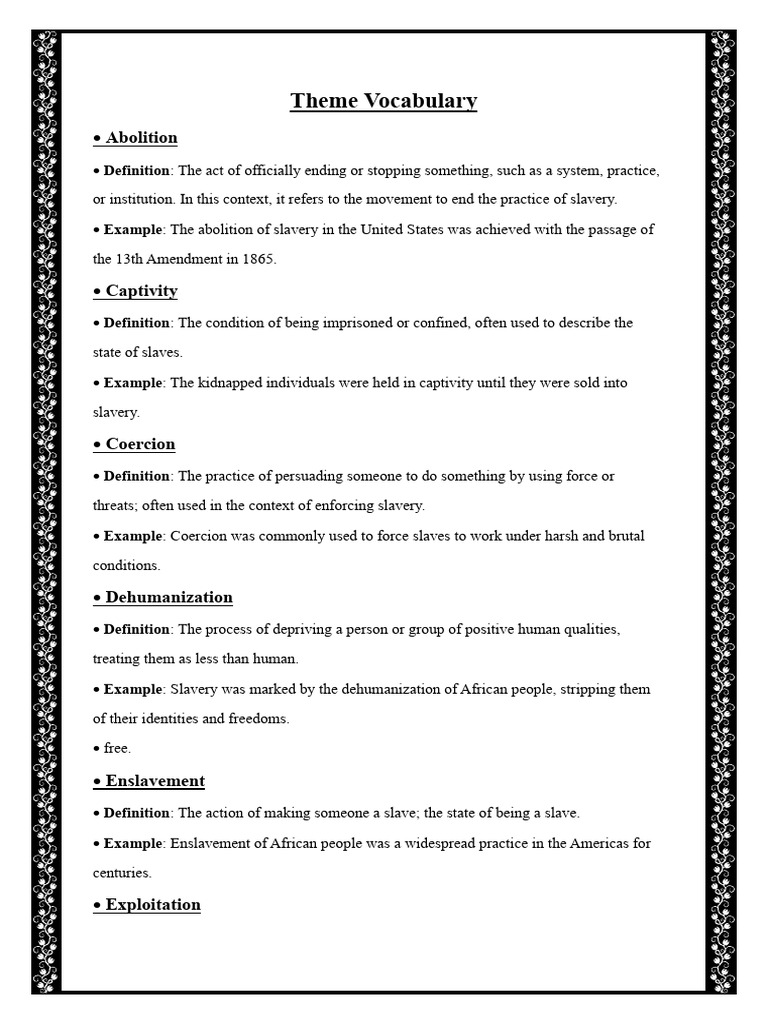 Theme Vocabulary | PDF