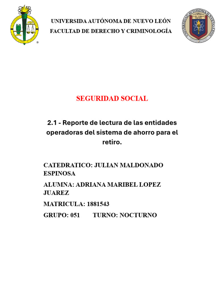 LJAM - Reporte de Lectura Seguridad Social | PDF