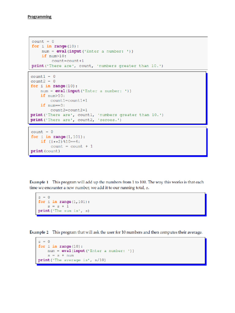 Programming - Exercises | PDF