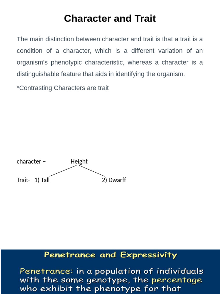 Character and Trait - PPTX Genetics | PDF