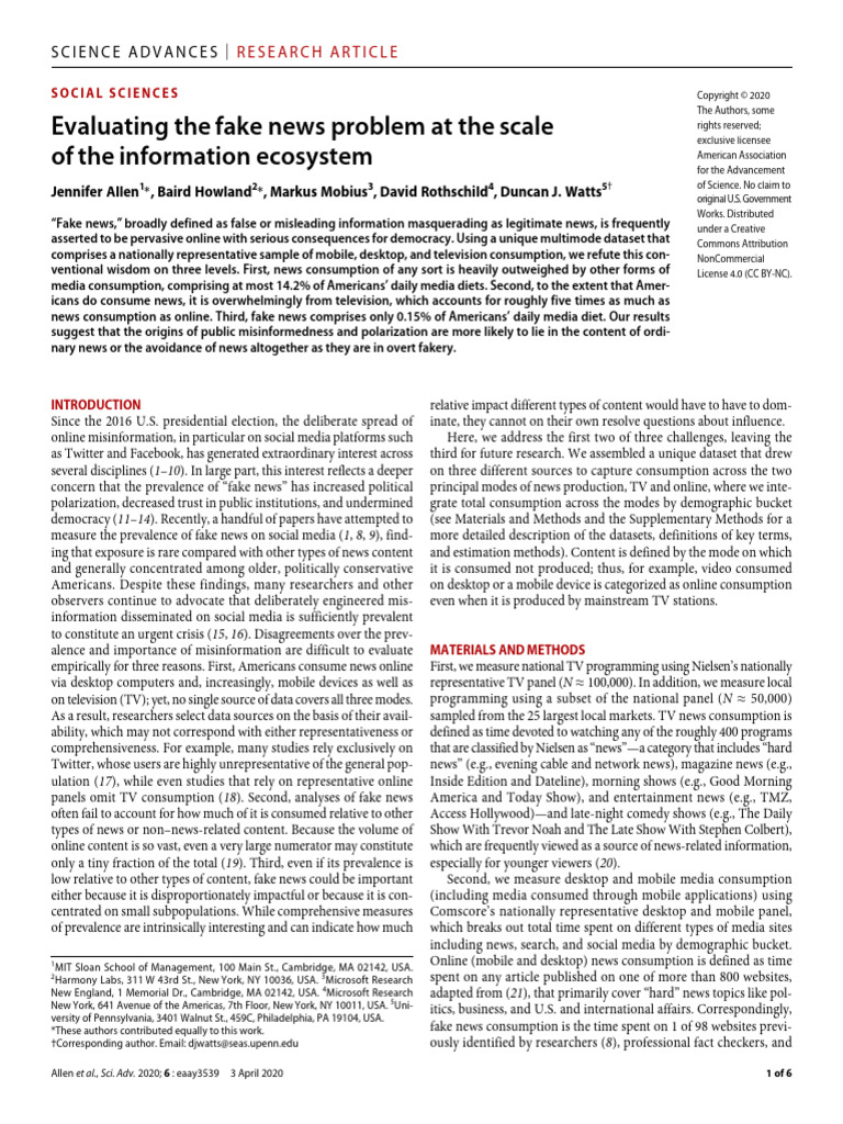 Evaluating the fake news problem at the scale | PDF