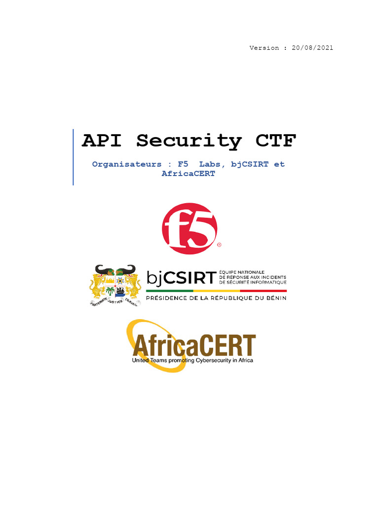 Outline Event API CTF 2021 F5 AfricaCert | PDF