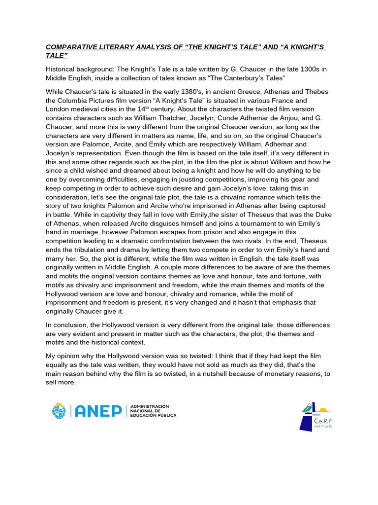 COMPARATIVE LITERARY ANALYSIS CHAUCER | PDF