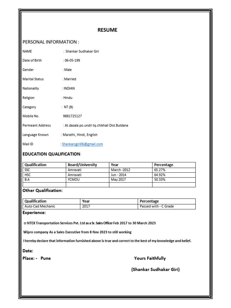 Shankar Cv1 Pdf