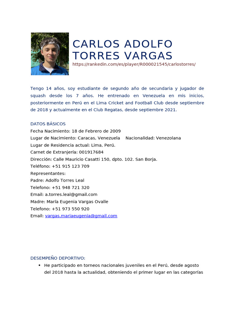 CV Deportivo Caco Nov2023 | PDF