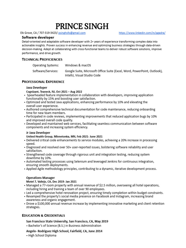 Prince Singh - Resume 2024 | PDF | Software | Business