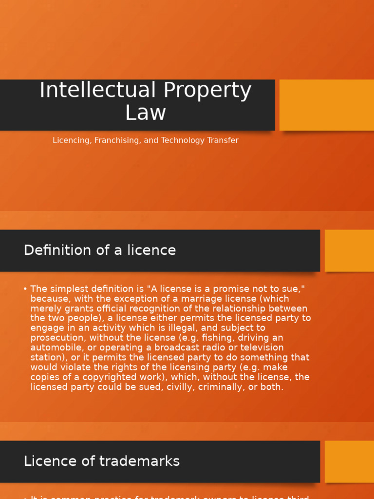 16.licensing, Franchise and Technology Transfer | PDF | License | Franchising