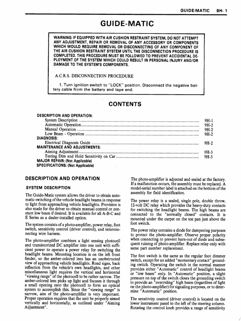 Guide-Matic: Description and Operation | PDF