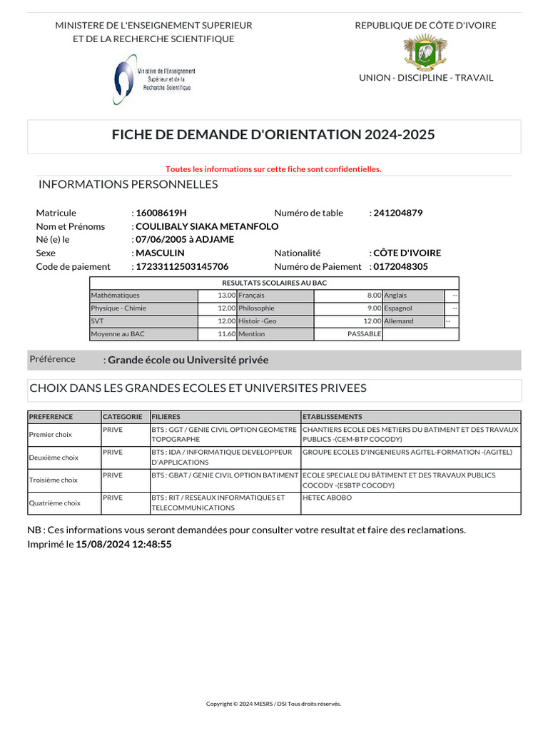 Fiche Demande | PDF