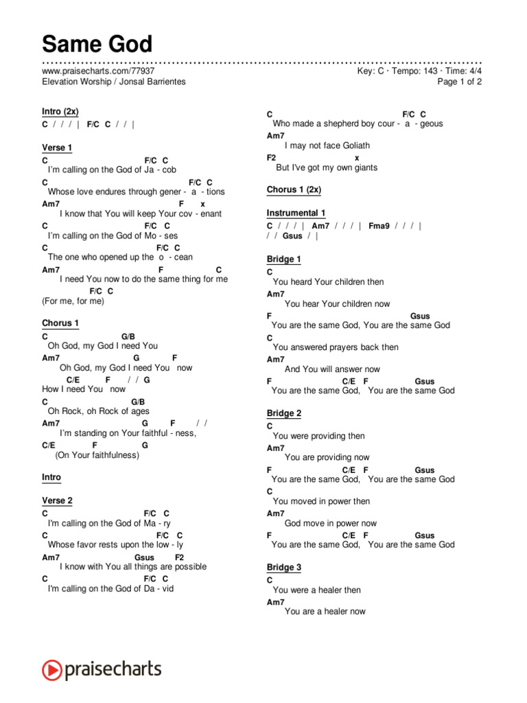 Same God Chord Chart - C | PDF