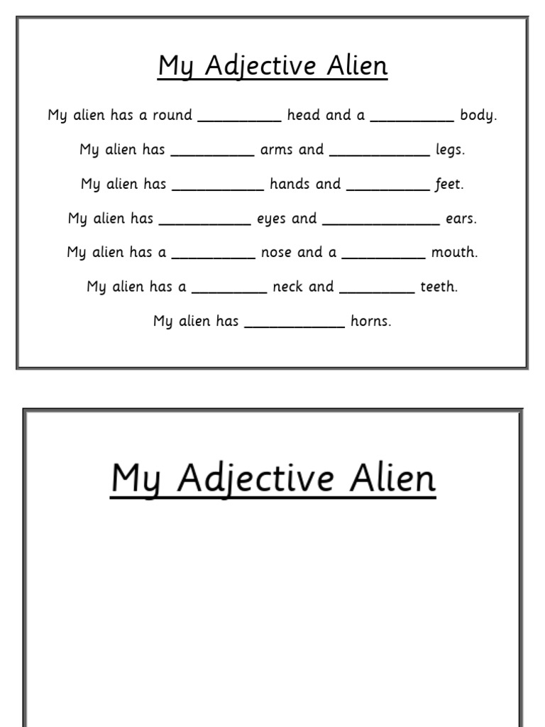 My Adjective Alien Worksheet | PDF
