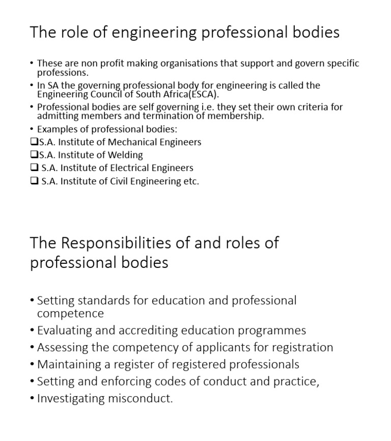Topic 1 the Role of Engineering Professional Bodies | PDF