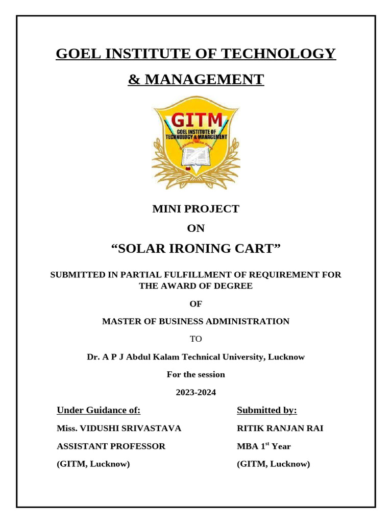 Solar Ironing Cart | PDF