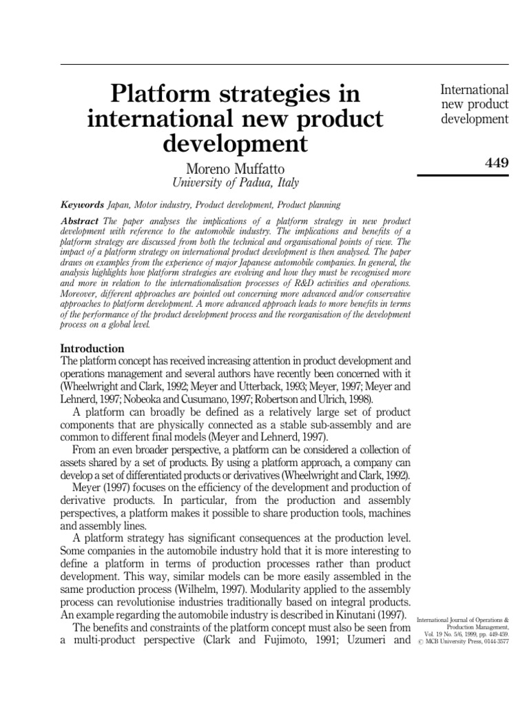 Platform Strategies in Global Product Development | PDF | Modularity