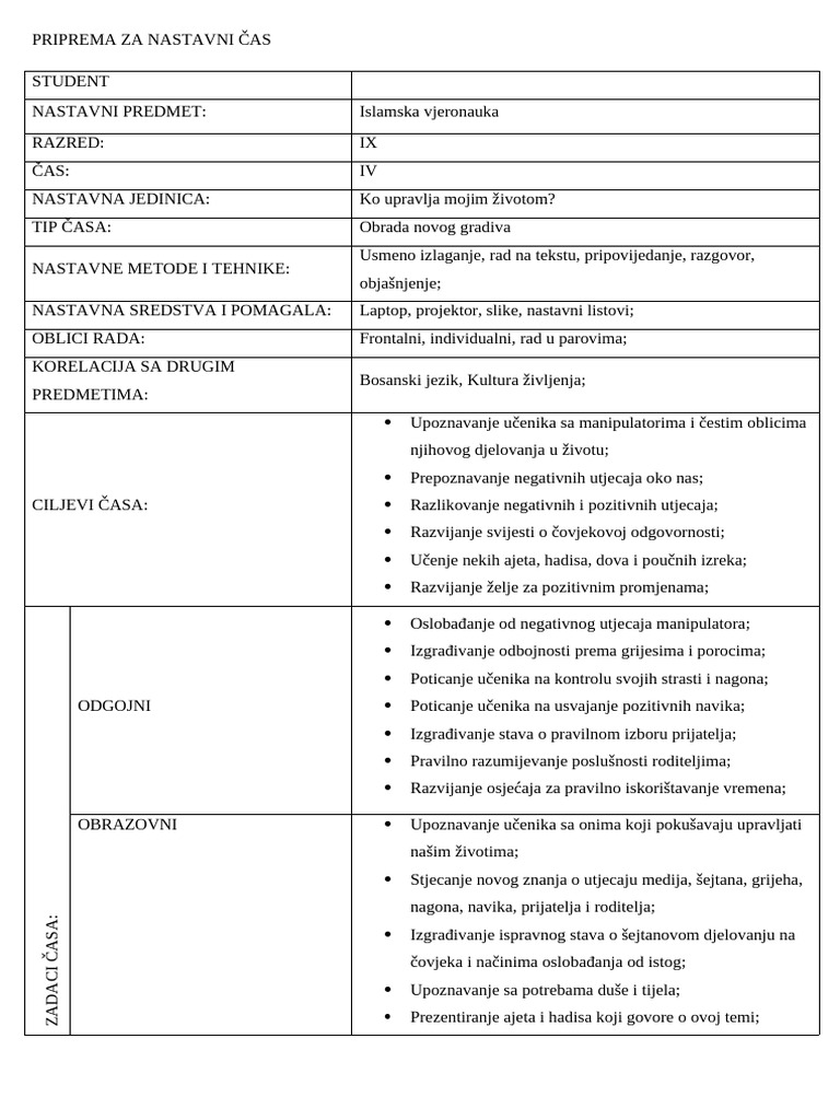 Priprema Časa | PDF