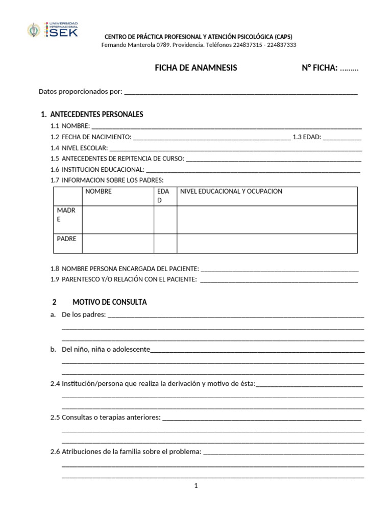 Ficha Anamnesis | PDF