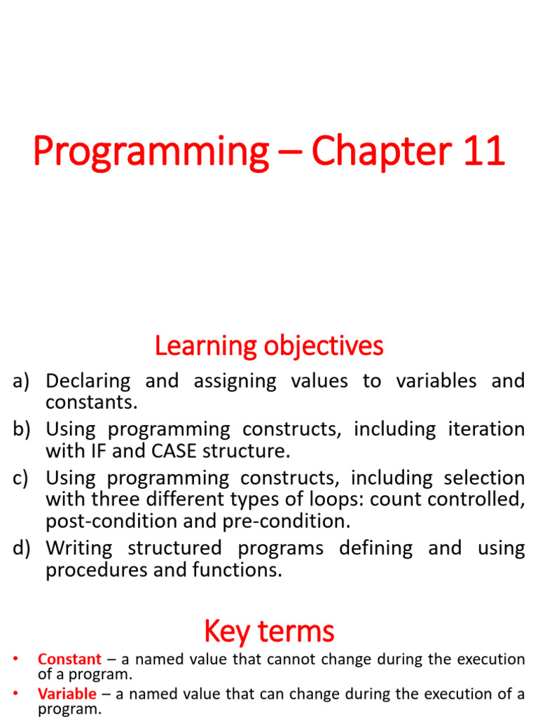 Programming - Chapter 11 | PDF