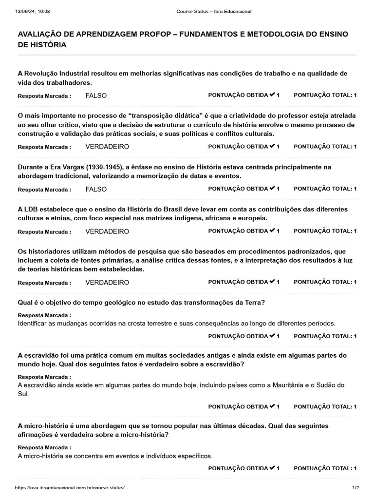 Course Status - Ibra Educacional | PDF