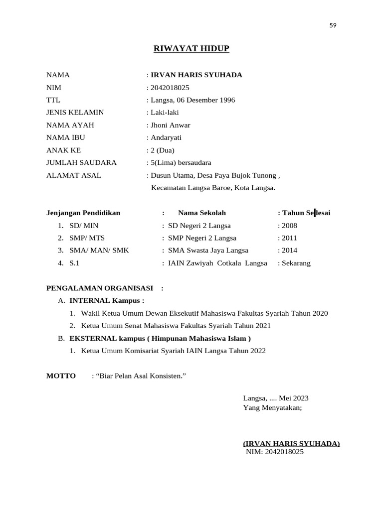 Curiculum Vitae Irvan | PDF