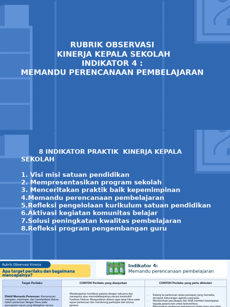 Rubrik Observasi Praktik Kinerja Ks - Memandu Perencanaan Pembelajaran | PDF