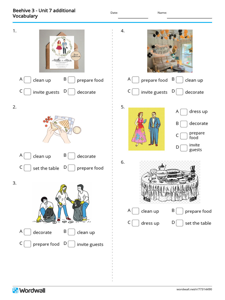 Beehive 3 Unit 7 Additional Vocabulary Quiz | PDF