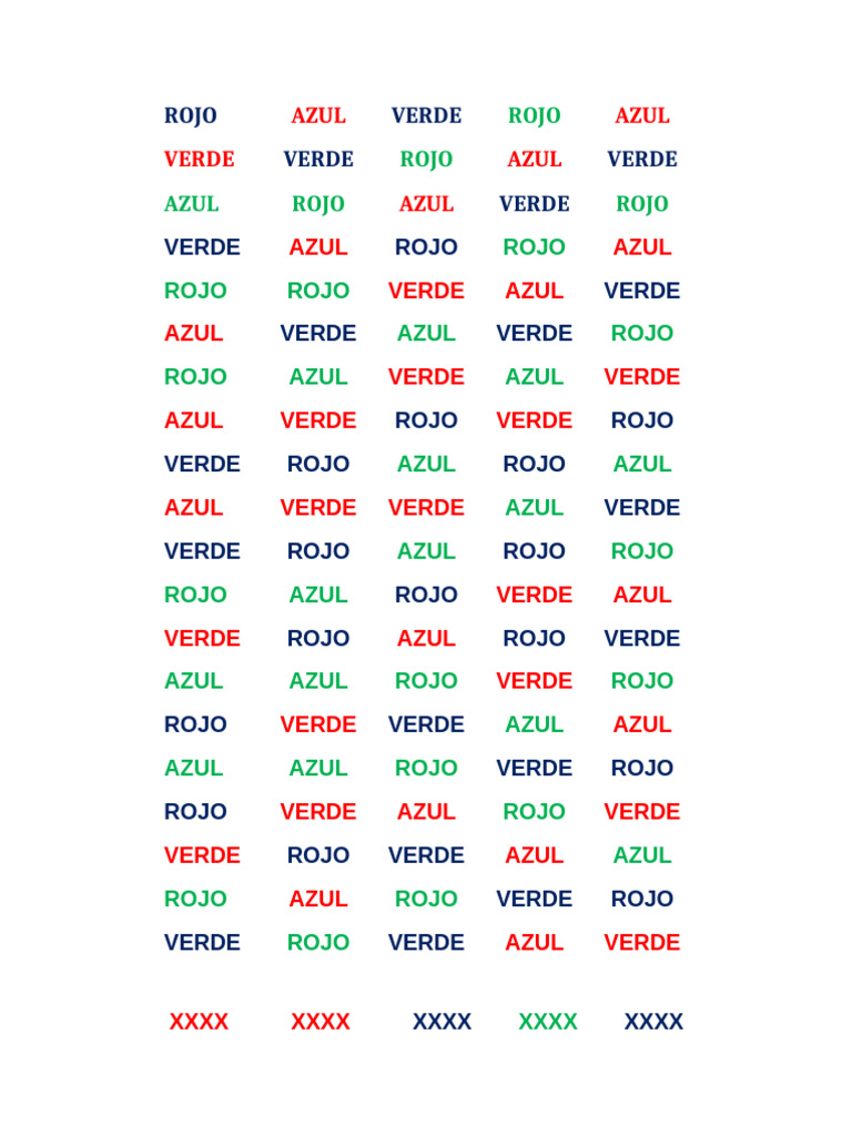 Lamina Test de Stroop | PDF