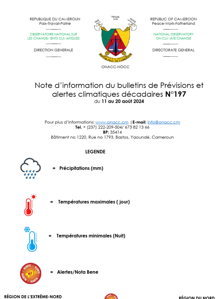 Note D'information Du Bulletin D'alertes Climatiques Décadaire N - 197 ...