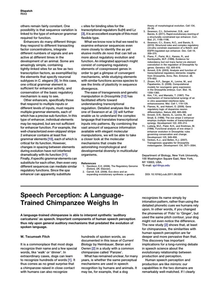 Reading 6 Fitch Curr Biol 2011 | PDF