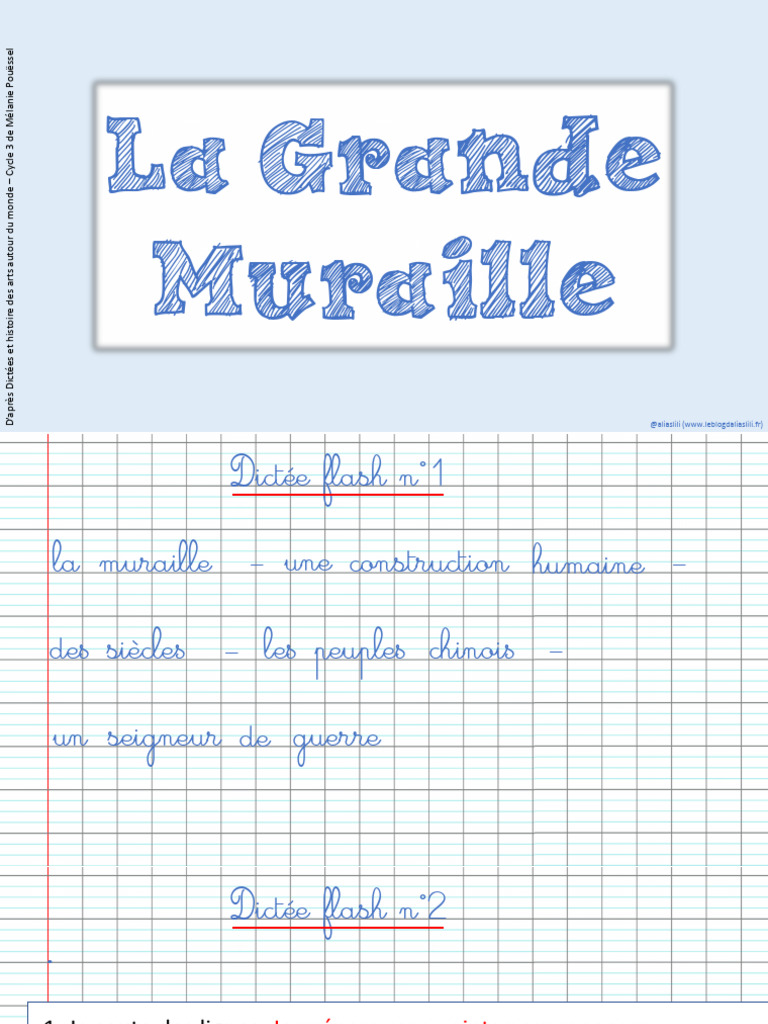 1 Dictées Grande Muraille PDF ALIASLILI | PDF
