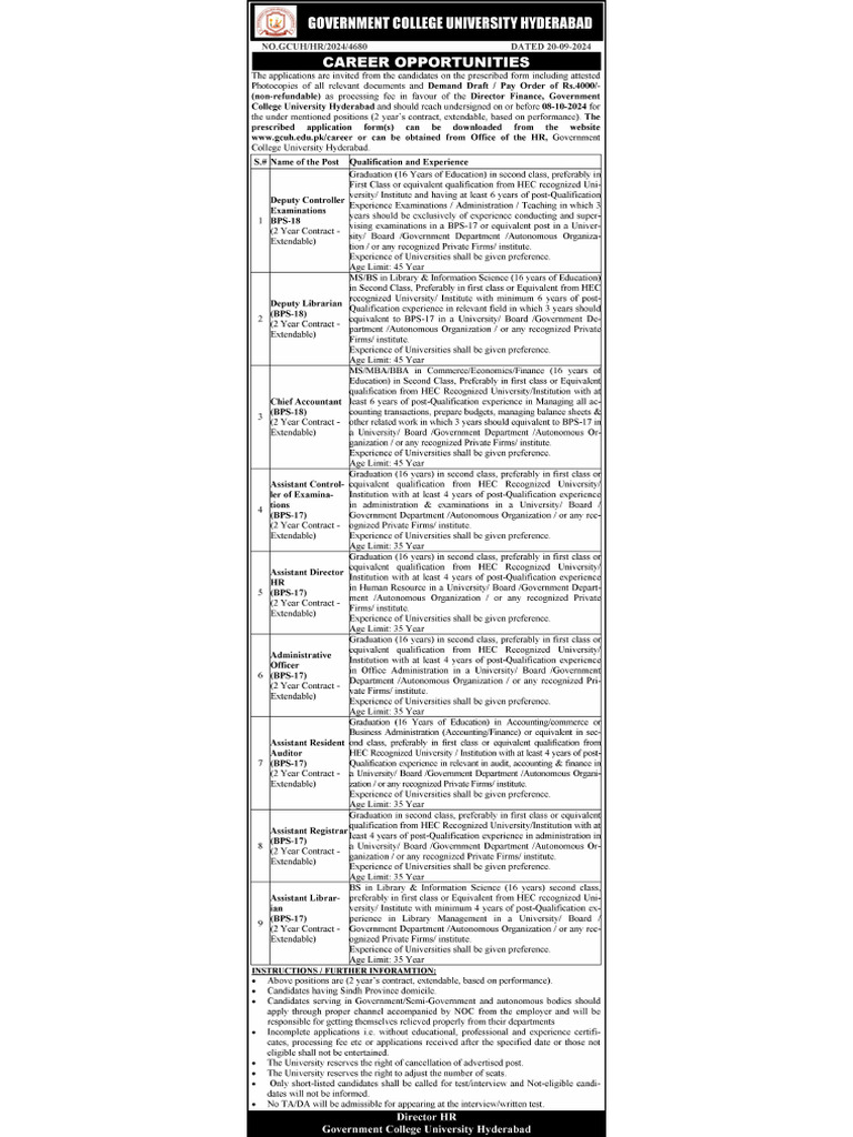 20-09-2024 GCUH Job | PDF