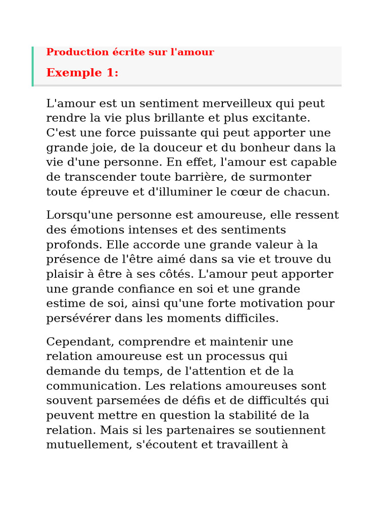 Production Sur L'amour | PDF