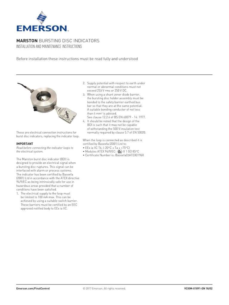 MANUAL MARSTON BURSTING DISC | PDF