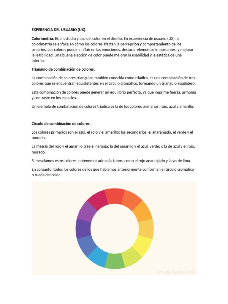 Colorimetria, Circulo y Triangulo de Combinacion de Colorares | PDF