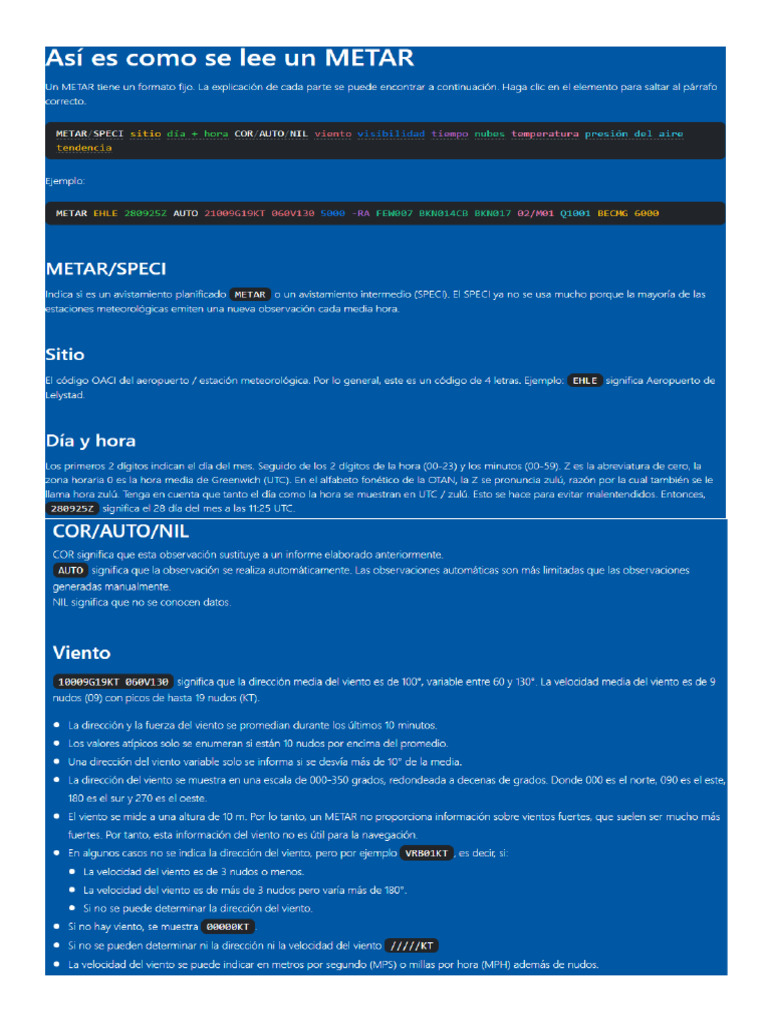 Así Es Como Se Lee Un METAR | PDF