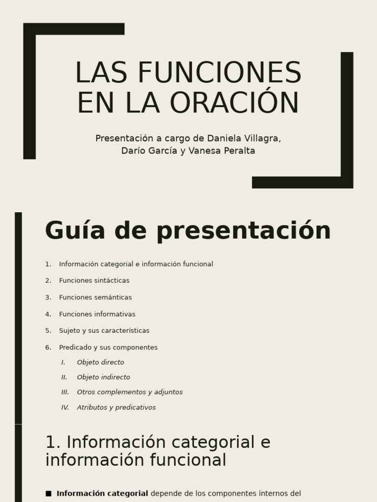 Las Funciones en La Oración | PDF