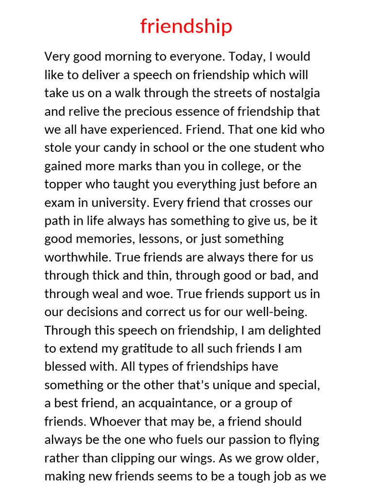 Friendship | PDF