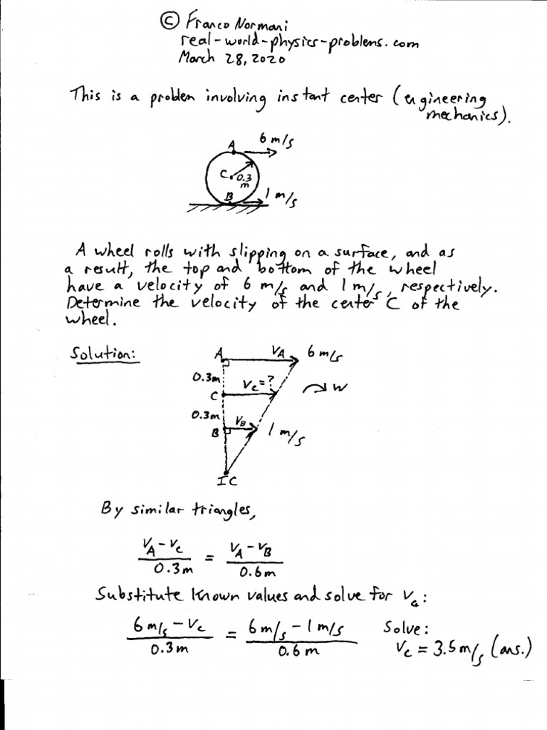 Eng Mechanics Example Prob Kin b3 | PDF